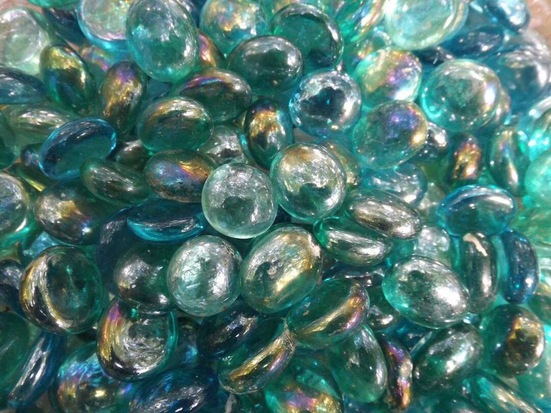 100 MINI Glass Gems, Miniature Vase Fillers,blue Glass Gems, Small ...