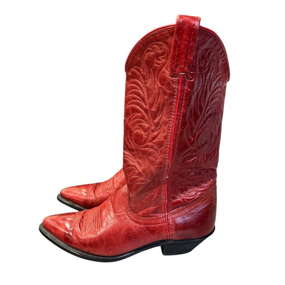ACME Women's Vintage Red Leather Western Cowgirl Boots Size 6M - Etsy