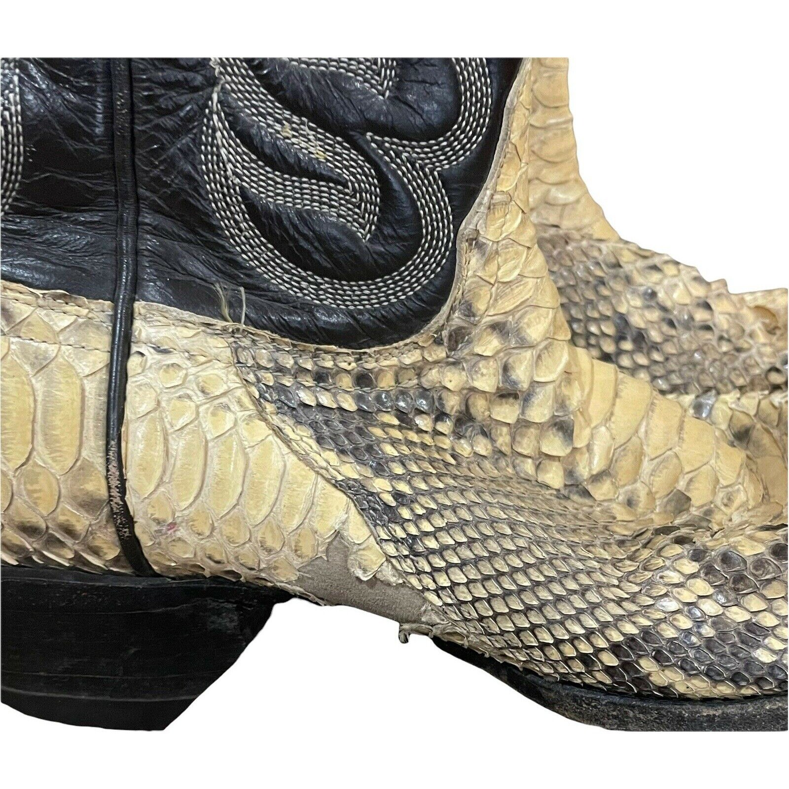 Vtg Tony Lama Exotic Snakeskin Cowboy Boots Mens Size 8D Style 8114 Pre ...