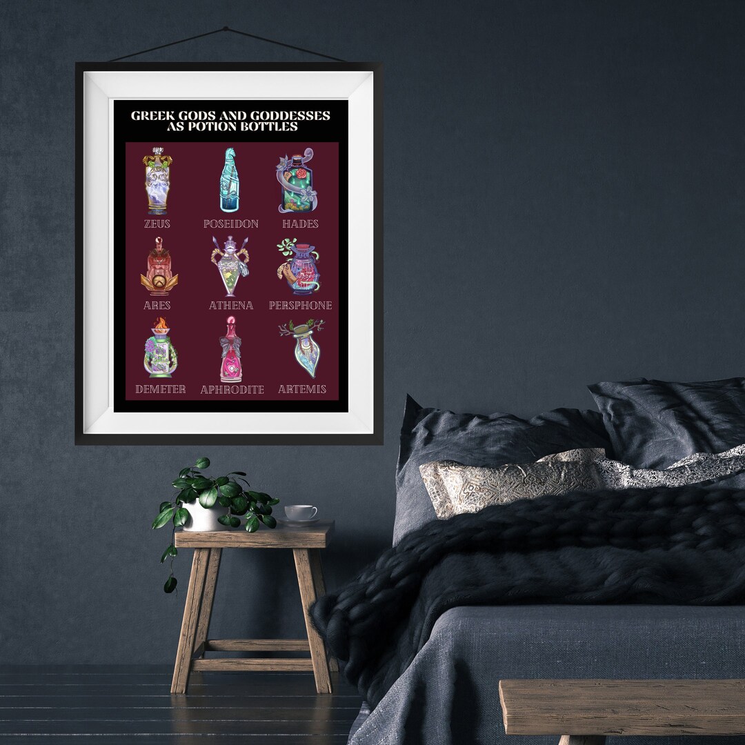 Greek Gods and Goddesses as Potion Bottles | Digital Print | Hand Drawn ...