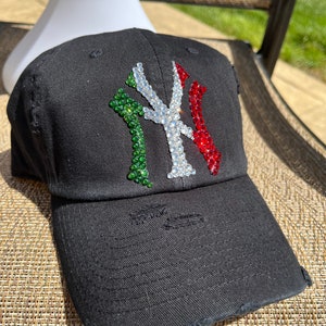 Italian Flag Yankees NY Swarovski Rhinestone Baseball Hat - Etsy