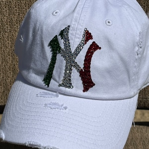 Italian Flag Yankees NY Swarovski Rhinestone Baseball Hat - Etsy