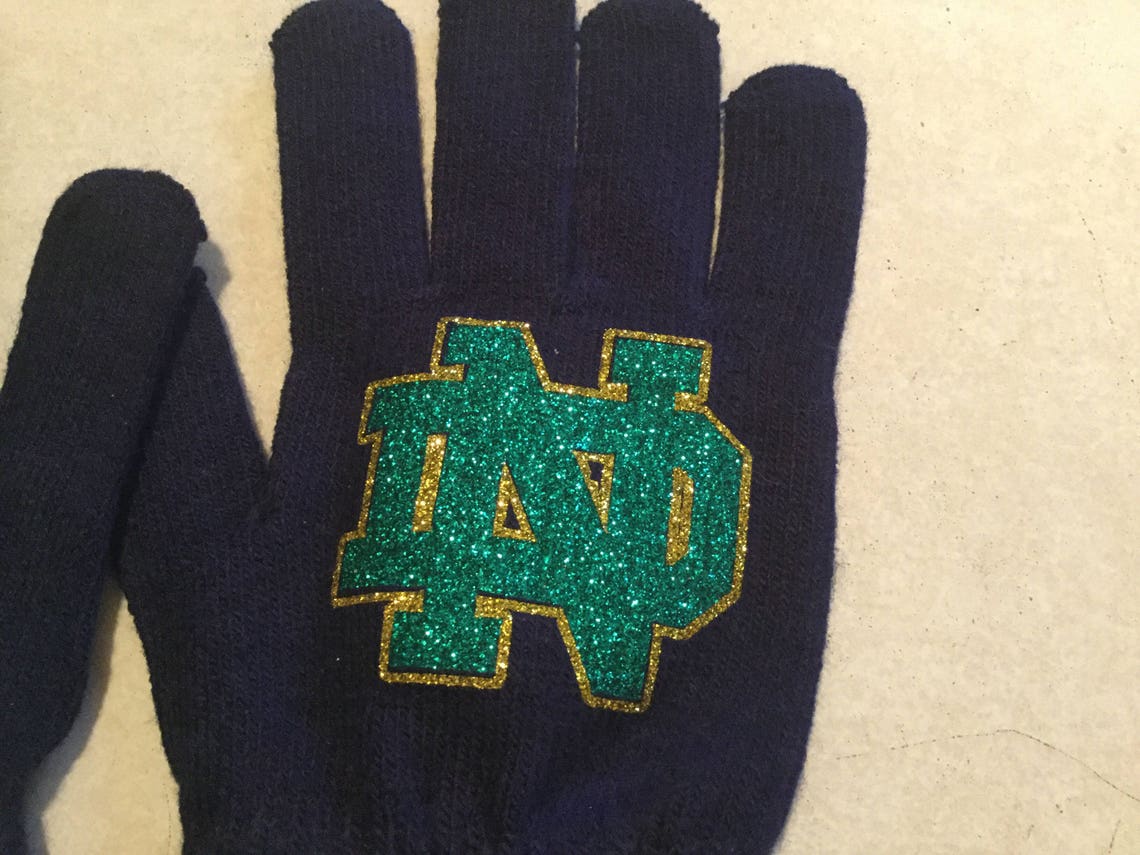 Notre Dame Glitter Sparkle Stretch Knit Gloves | Etsy
