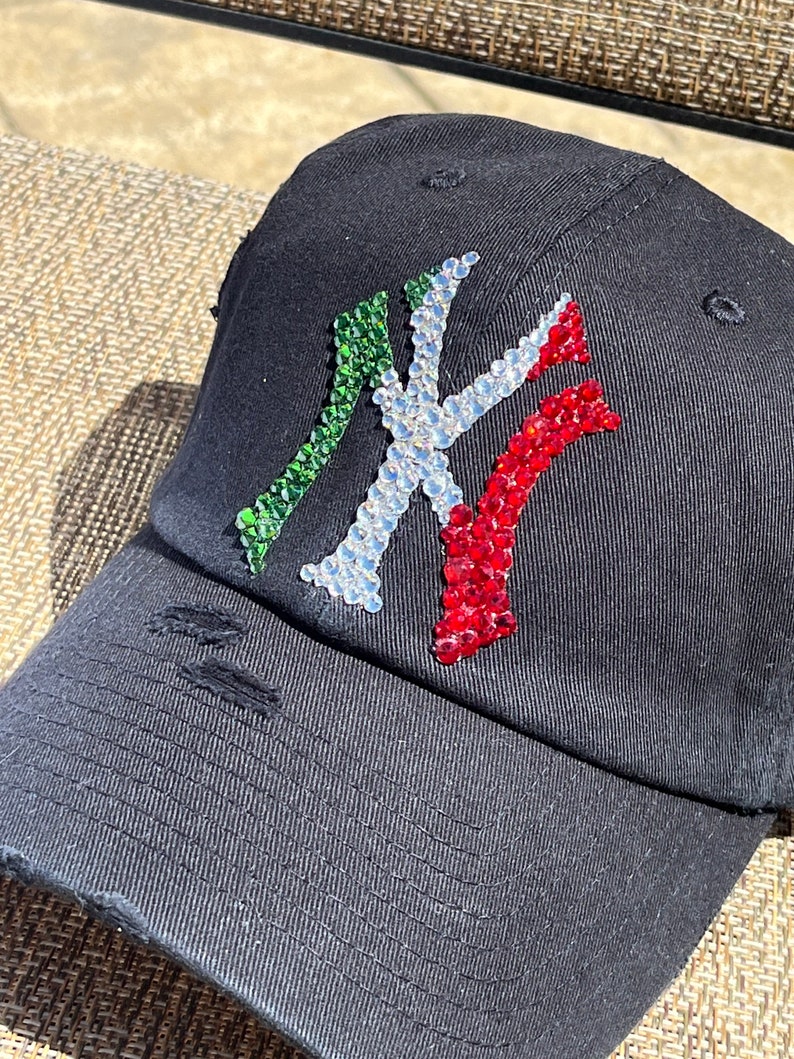 Italian Flag Yankees NY Swarovski Rhinestone Baseball Hat - Etsy