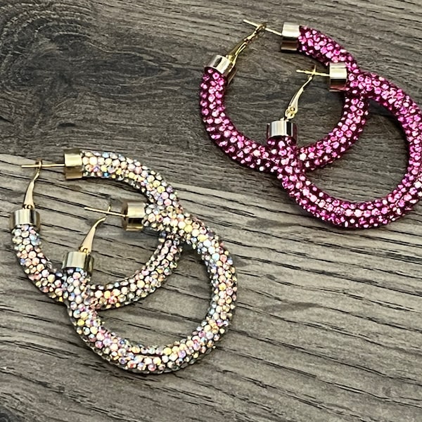 Rhinestone Earrings - Etsy