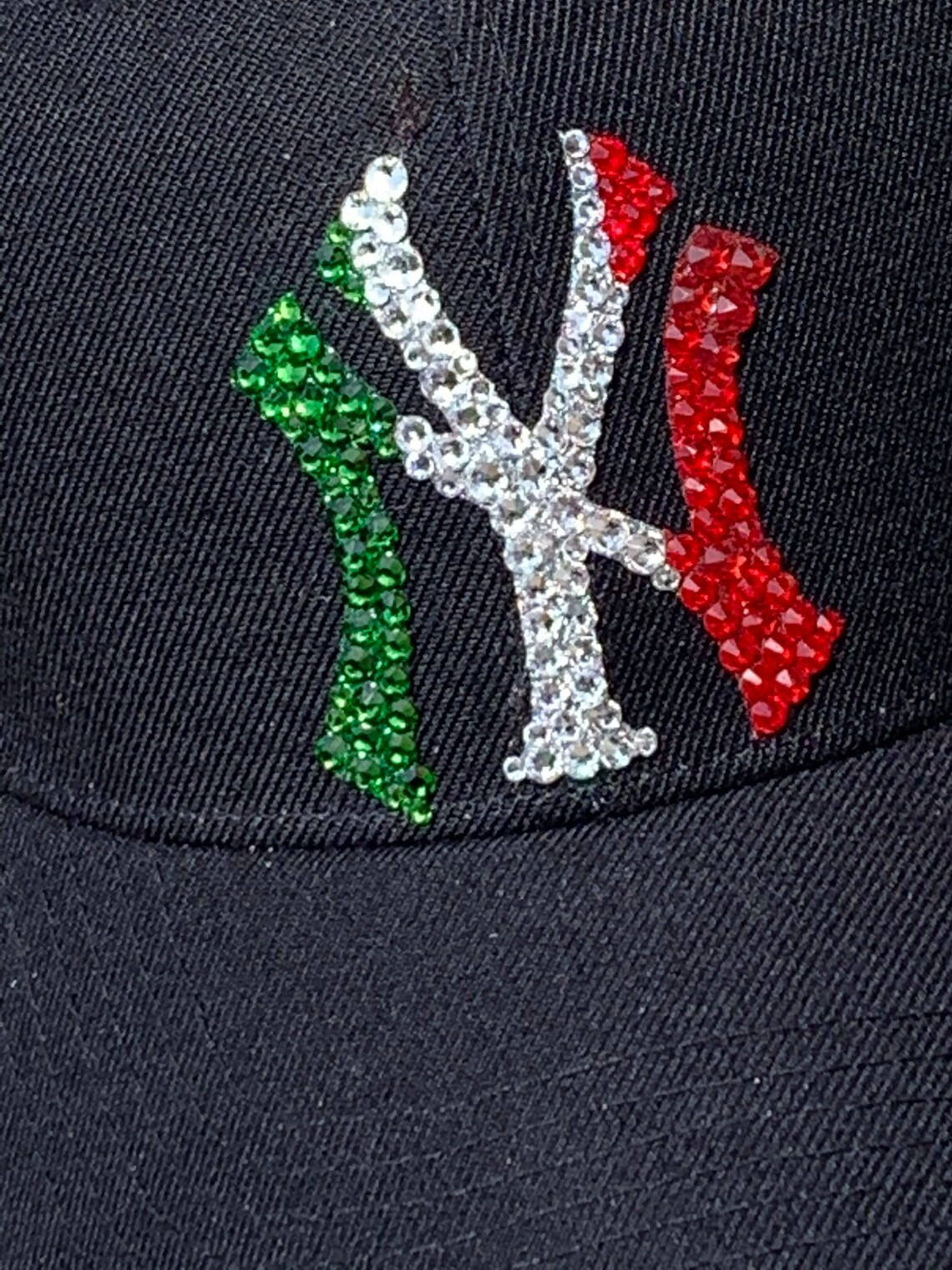 Italian Flag Yankees NY Swarovski Rhinestone Baseball Hat - Etsy