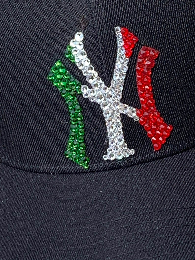 Italian Flag Yankees NY Swarovski Rhinestone Baseball Hat - Etsy