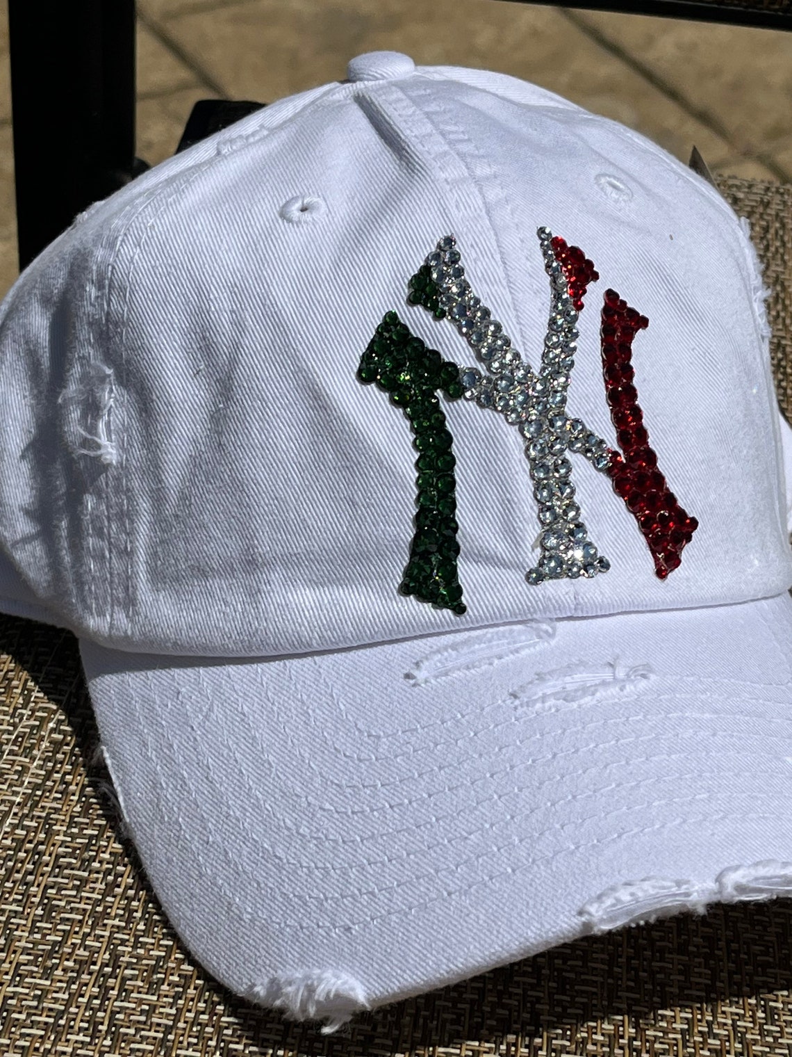 Italian Flag Yankees NY Swarovski Rhinestone Baseball Hat - Etsy