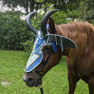 Blue Dragon Horse Chanfron Face Armor Medieval Equine Armor Barding ...