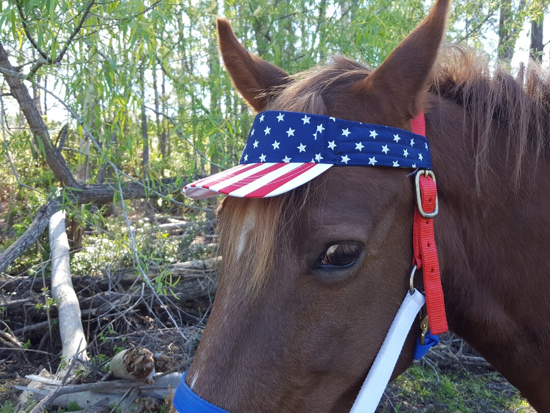 Patriotic Equine Visor Cap Red White Blue Horse Brow Band - Etsy