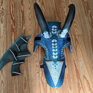 Blue Dragon Horse Chanfron Face Armor Medieval Equine Armor Barding ...