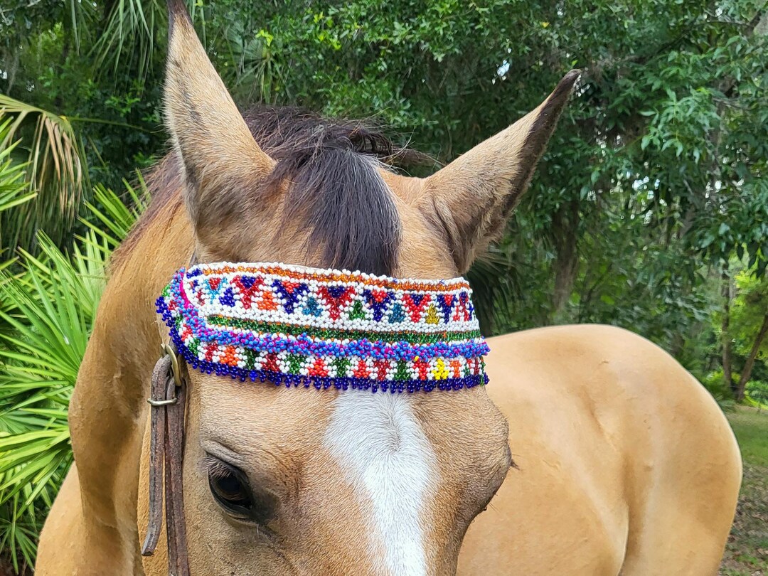 Celebration Seed Beaded Equine Browband Mongolian Browband for Horse ...