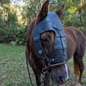 Epic Chanfron Horse Face Armor in Brown Leather Color Medieval Equine ...