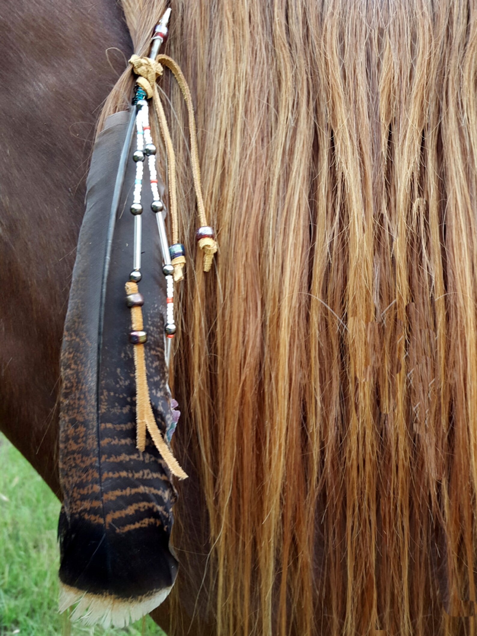 Arrowhead Coup Feather Equine Mane Tail or Hair Ornament | Etsy