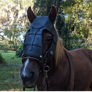 Epic Chanfron Horse Face Armor in Brown Leather Color Medieval Equine ...