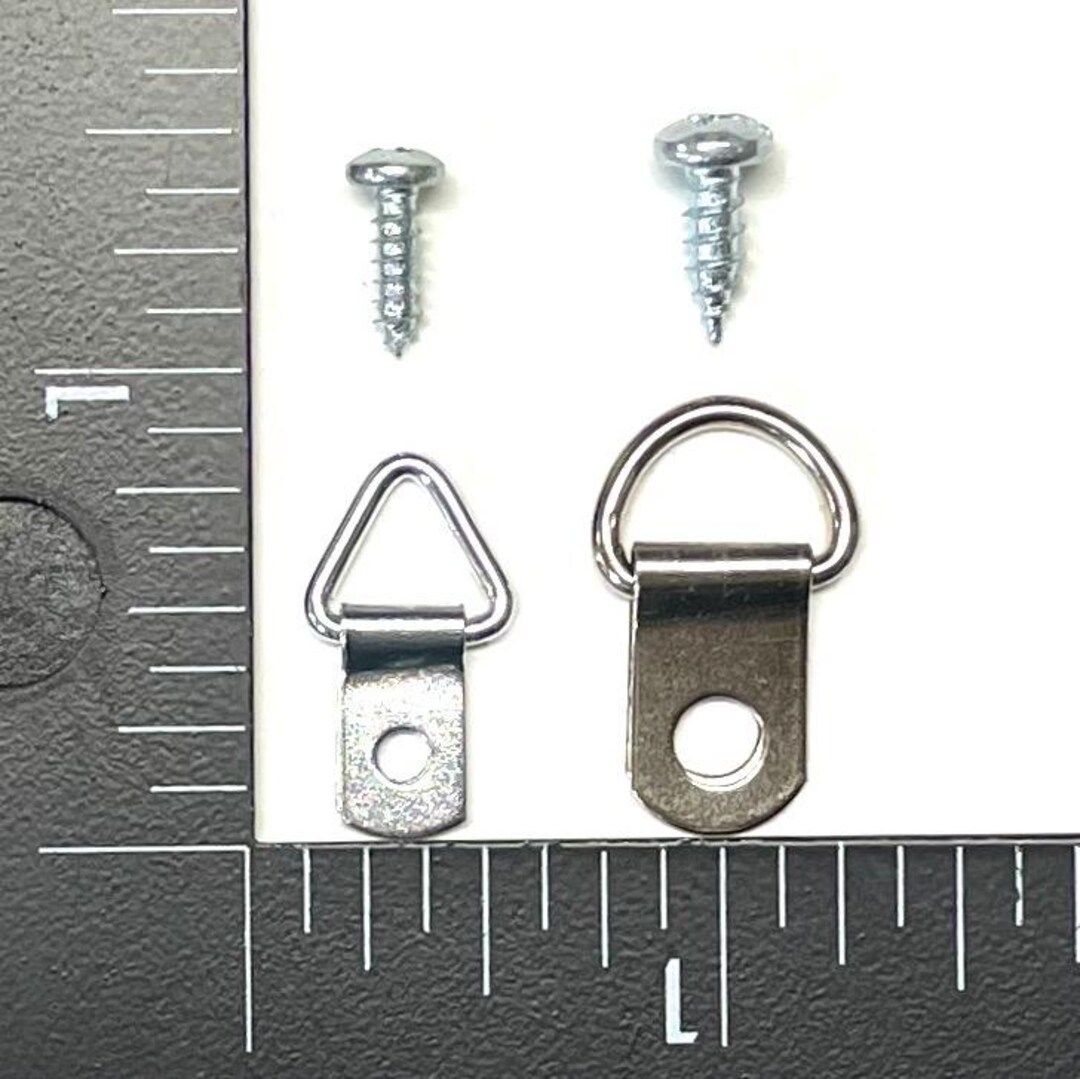 MINI - PICTURE Wire HANGERS W Screws D Ring / Triangle Small Tiny Metal ...