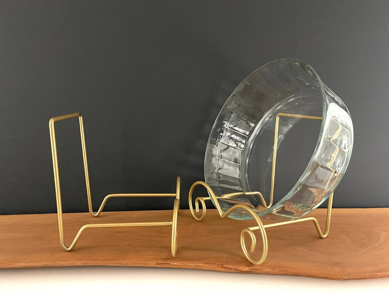 7" DEEP GOLD Metal Bowl / Basket Stand Kitchen Display, Platters Art ...