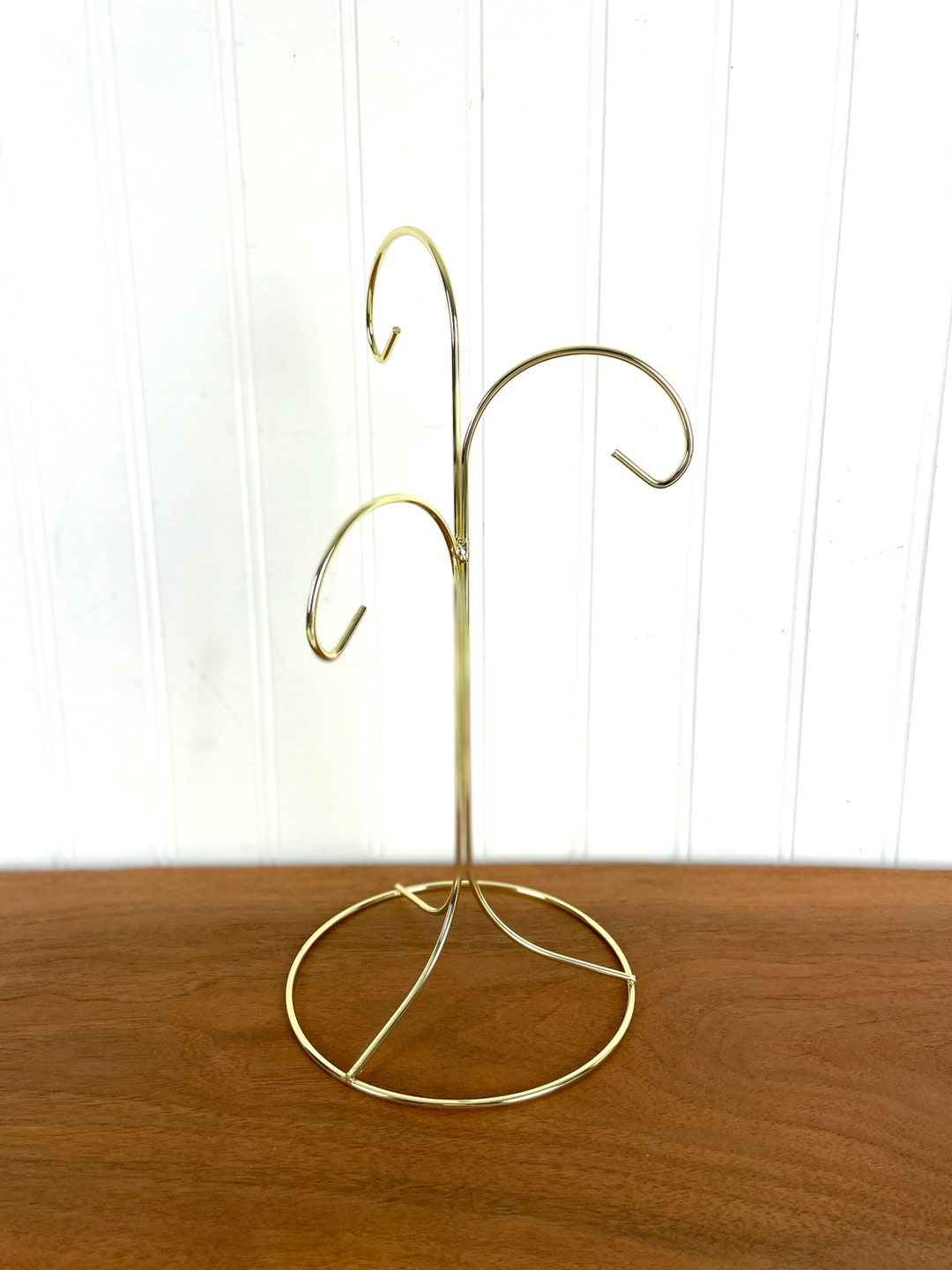 Multi 3 Arm BRASS ORNAMENT TREE Stand Gold Metal Wire Holder Decorative ...