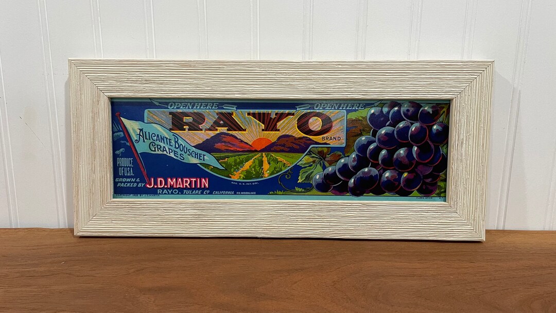 OLD ORIGINAL Crate Label Fruit Advertising Framed Farmhouse Kitchen ...