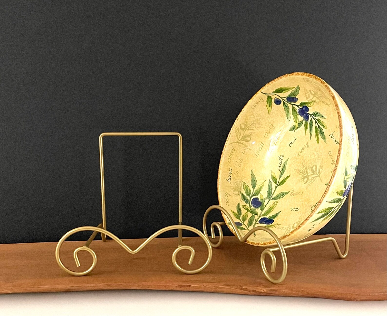 7" DEEP GOLD Metal Bowl / Basket Stand Kitchen Display, Platters Art ...