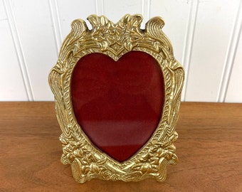 Visual Arts Frames 2x3 BRASS HEART FRAME Small Gold Easel Back Stand ...