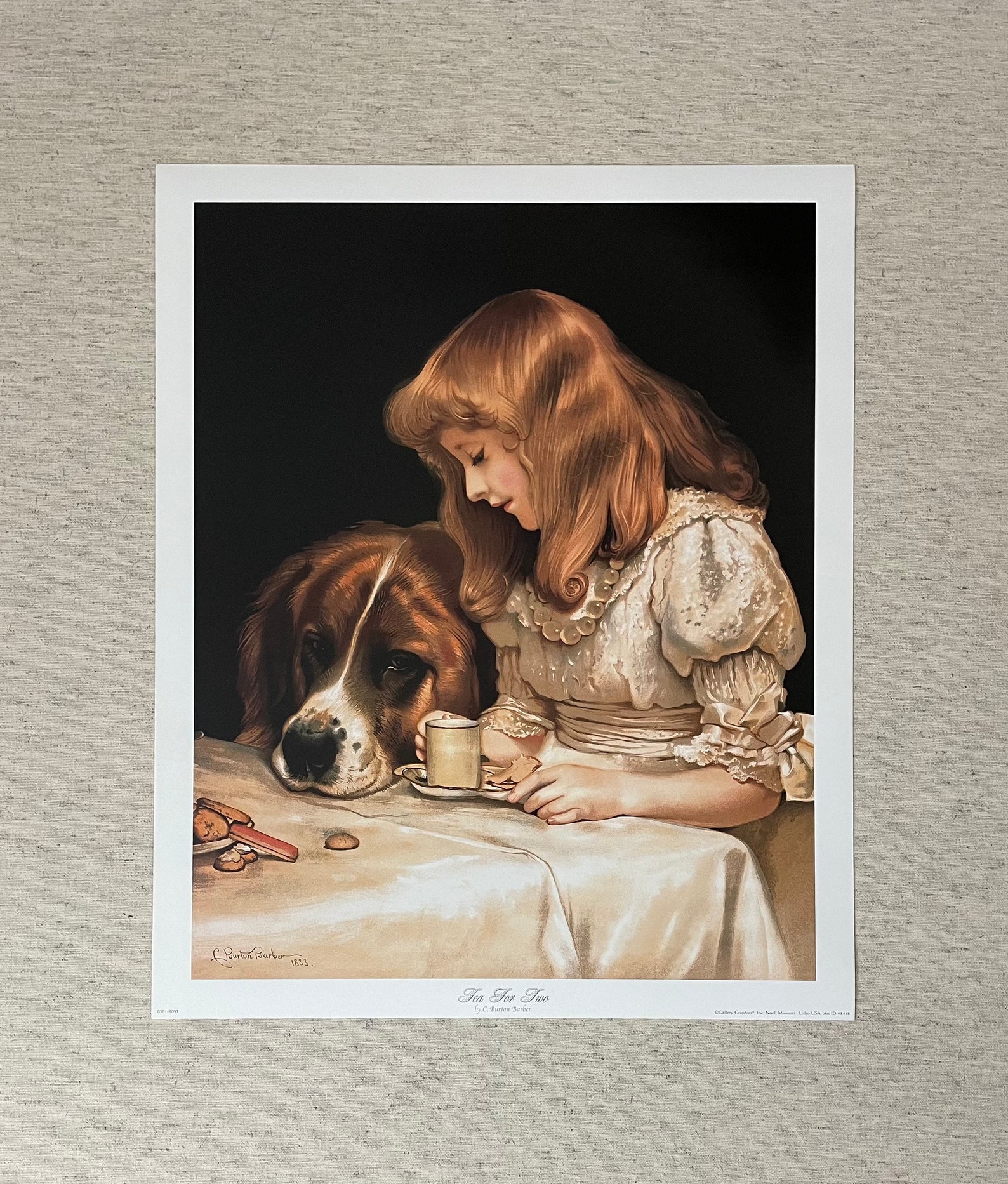VINTAGE PRINT Girl & St. Bernard Large Loose Victorian - Etsy