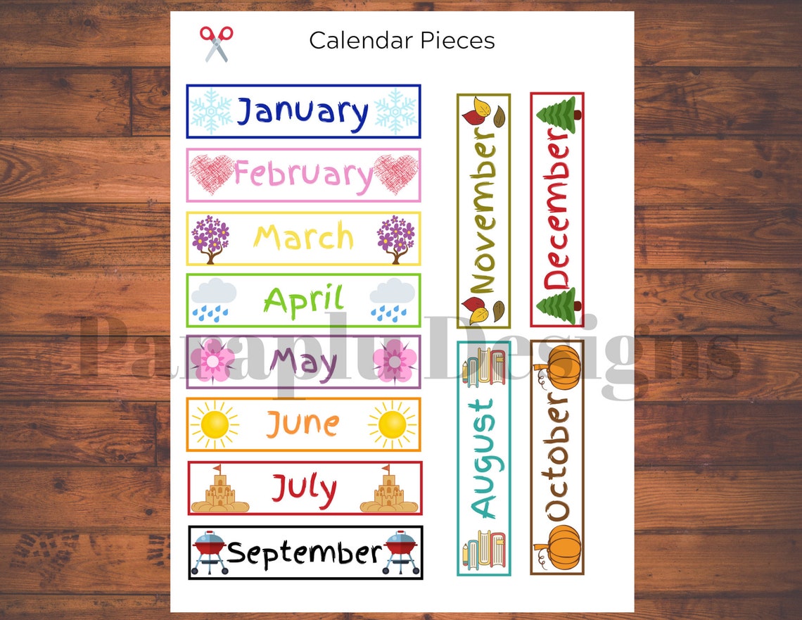 Children's Perpetual Calendar Printable- Easy to Assemble! - Etsy