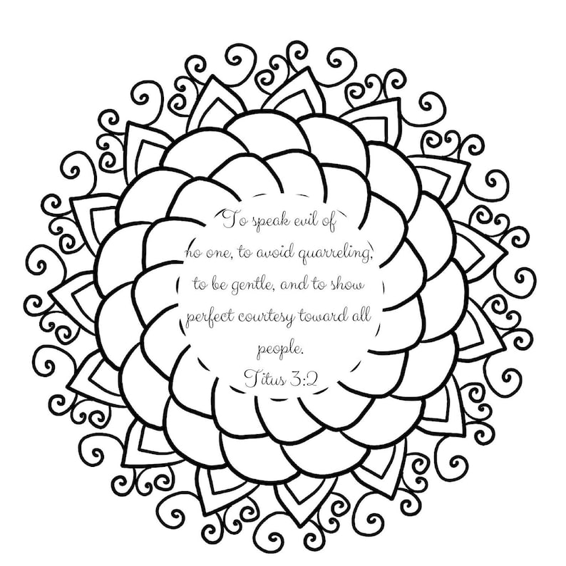 Set of 9 Mindful Mandala Coloring Sheets With Bible Verses- Instant ...