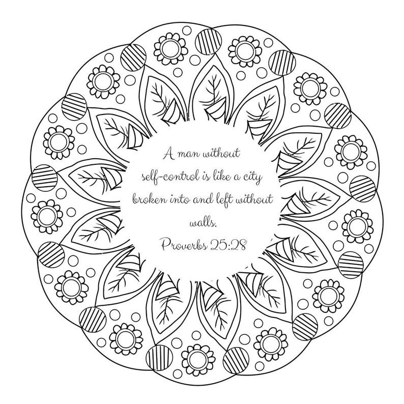 Set of 9 Mindful Mandala Coloring Sheets With Bible Verses- Instant ...