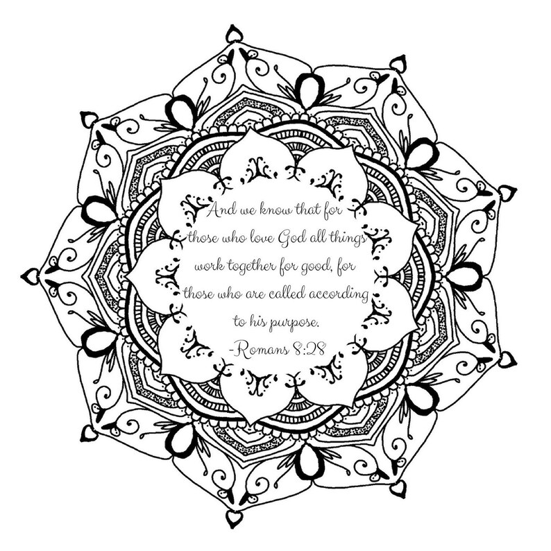 Set of 9 Mindful Mandala Coloring Sheets With Bible Verses- Instant ...