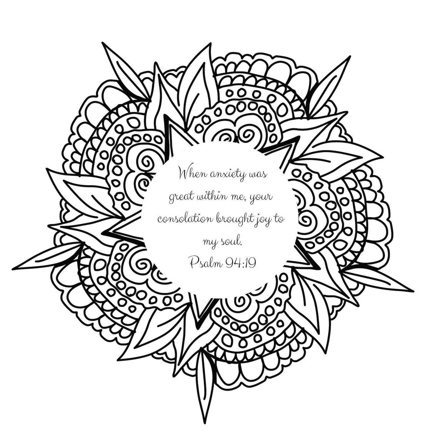 Set of 9 Mindful Mandala Coloring Sheets With Bible Verses - Etsy