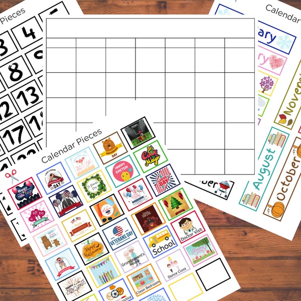 Children's Perpetual Calendar Printable Easy to Assemble - Etsy