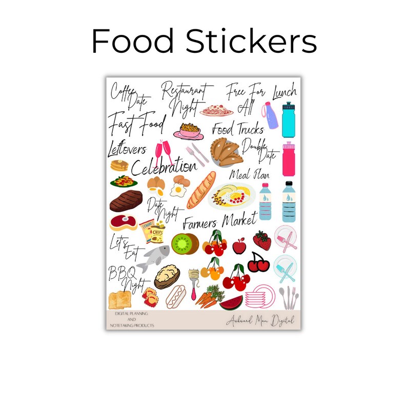 FOOD Digital Stickers for Goodnotes Planner, Junk Food Digital Planner ...