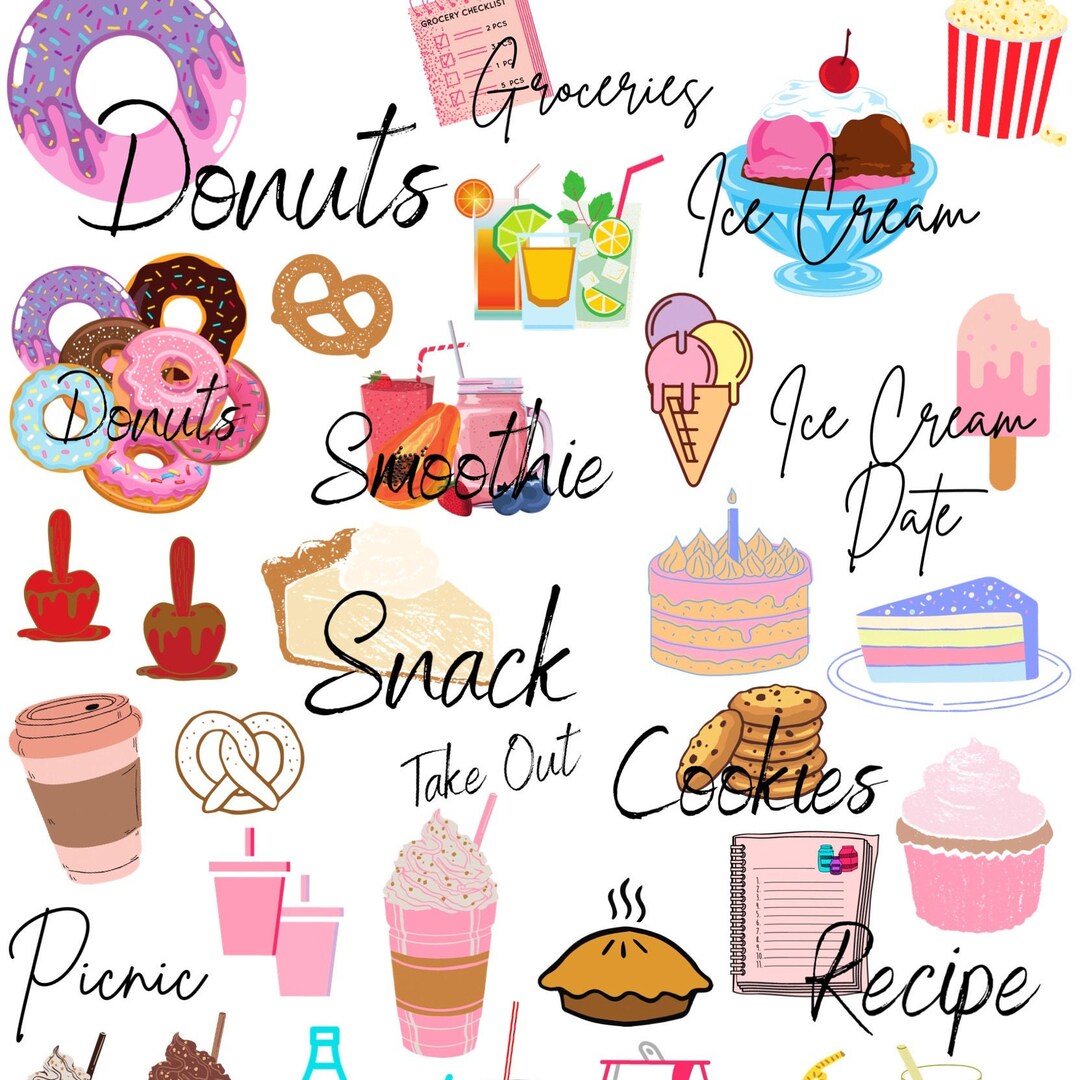 FOOD Digital Stickers for Goodnotes Planner, Junk Food Digital Planner ...