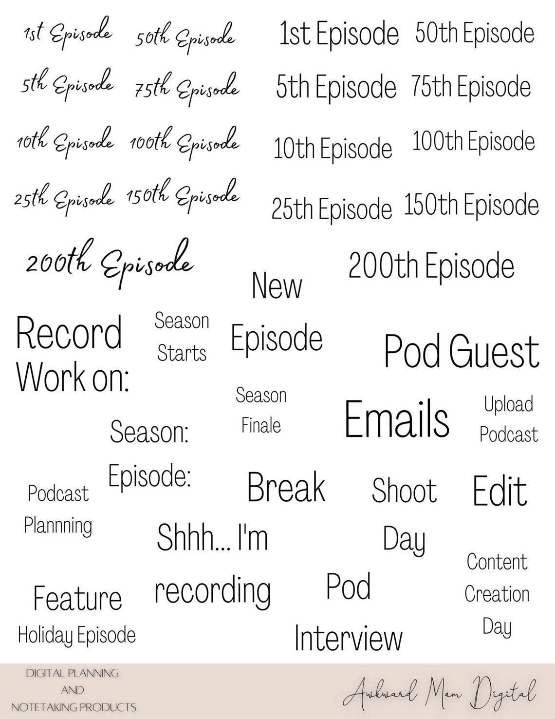 PODCAST Planner Stickers Digital Podcast Stickers Digital - Etsy