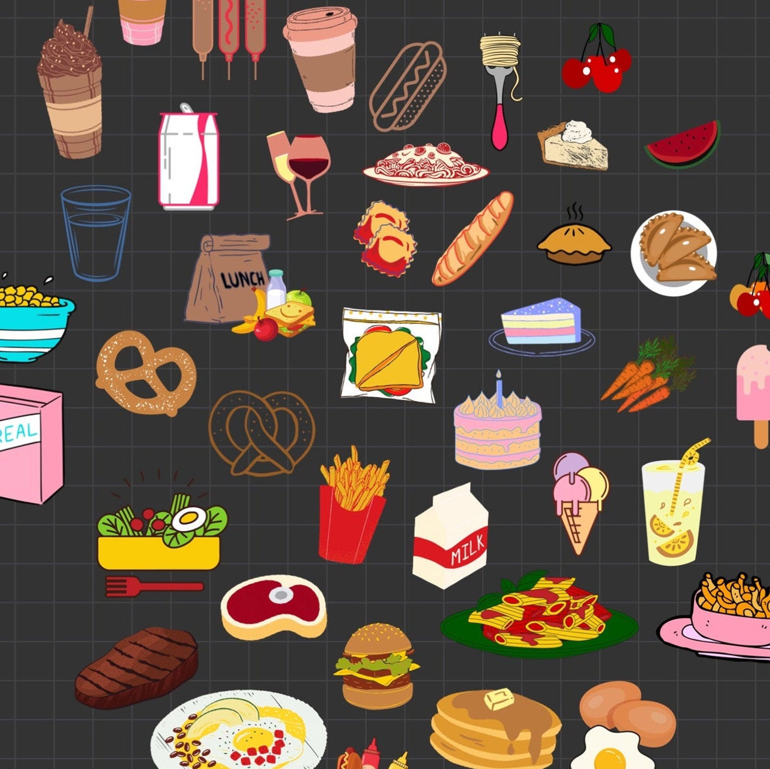 FOOD Digital Stickers for Goodnotes Planner Junk Food Digital | Etsy
