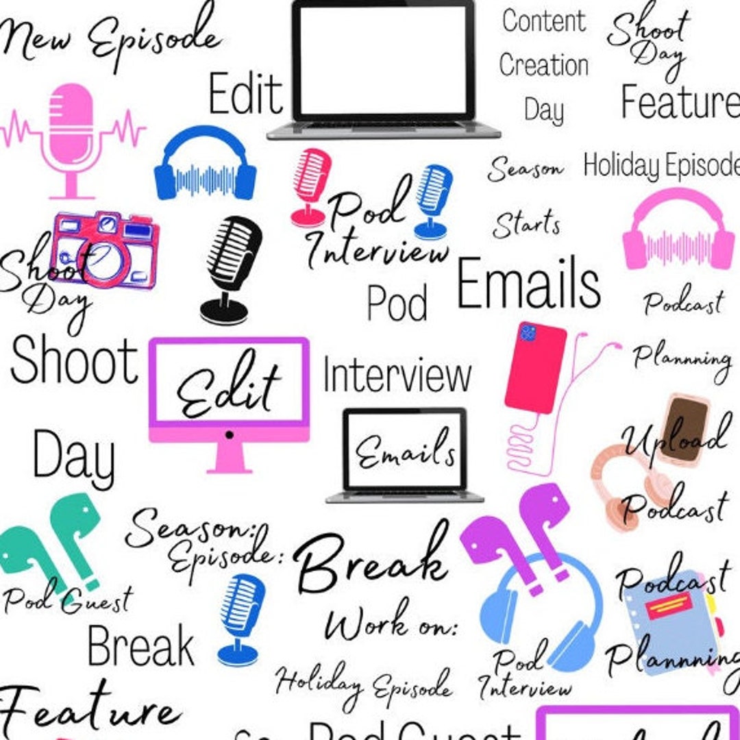 PODCAST Planner Stickers, Digital Podcast Stickers, Digital Stickers ...