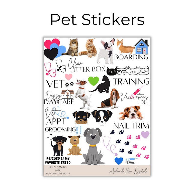 PET CARE Digital Goodnotes Stickers Digital Stickers Digital - Etsy