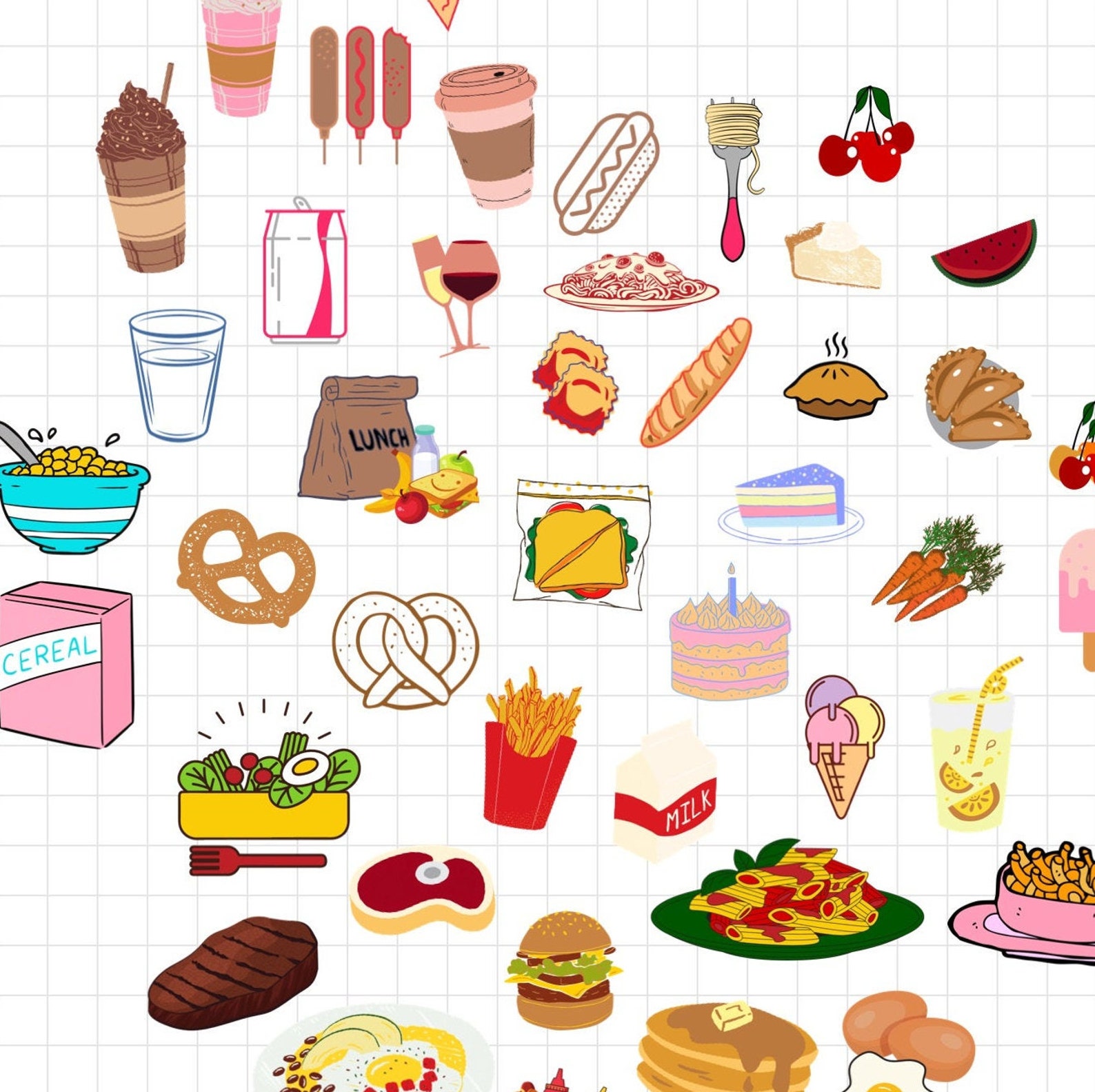 FOOD Digital Stickers for Goodnotes Planner Junk Food Digital | Etsy