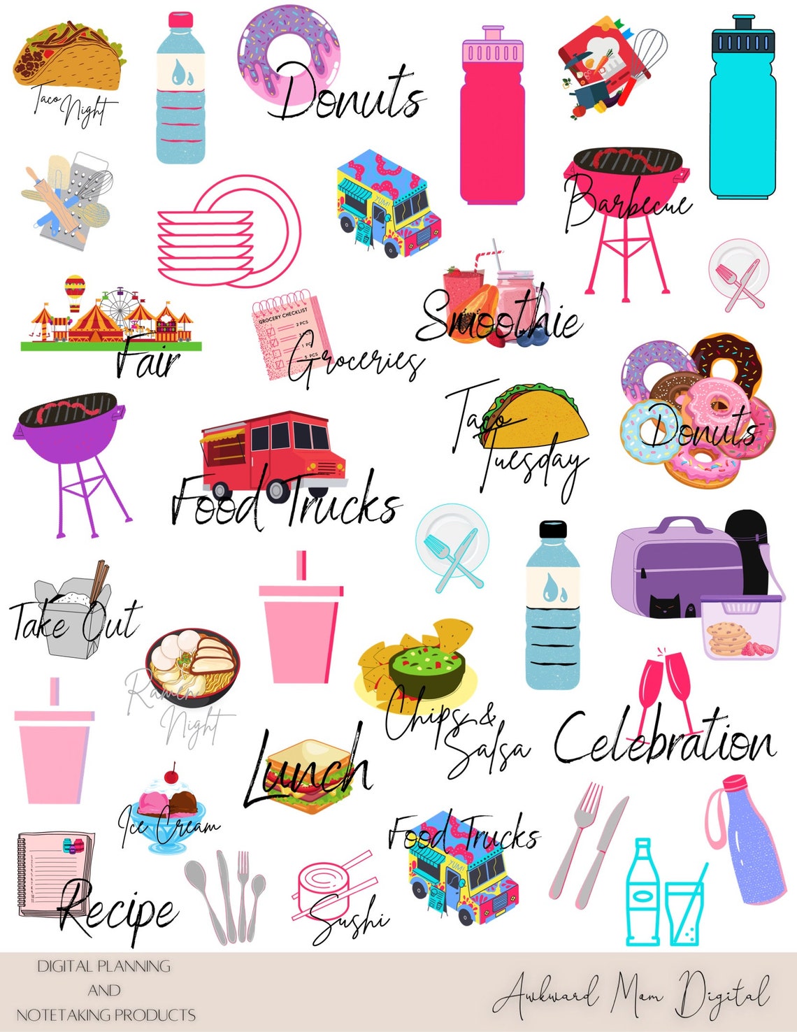 FOOD Digital Stickers for Goodnotes Planner Junk Food Digital | Etsy
