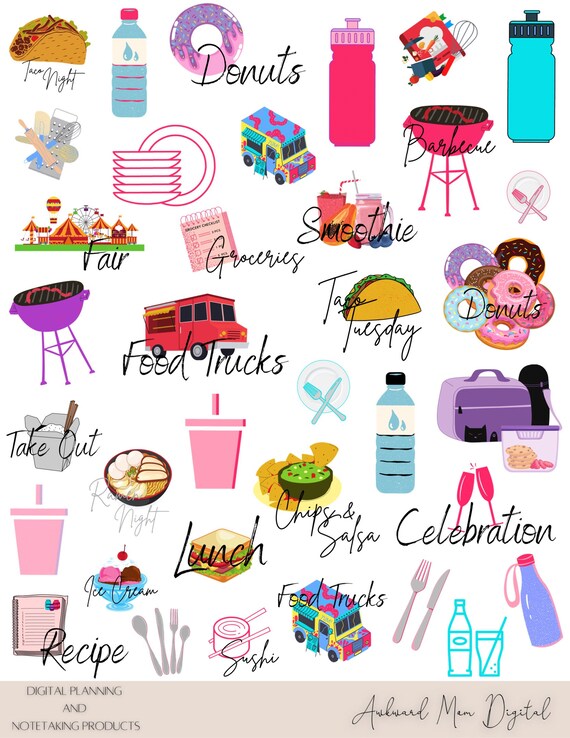 FOOD Digital Stickers for Goodnotes Planner Junk Food Digital | Etsy