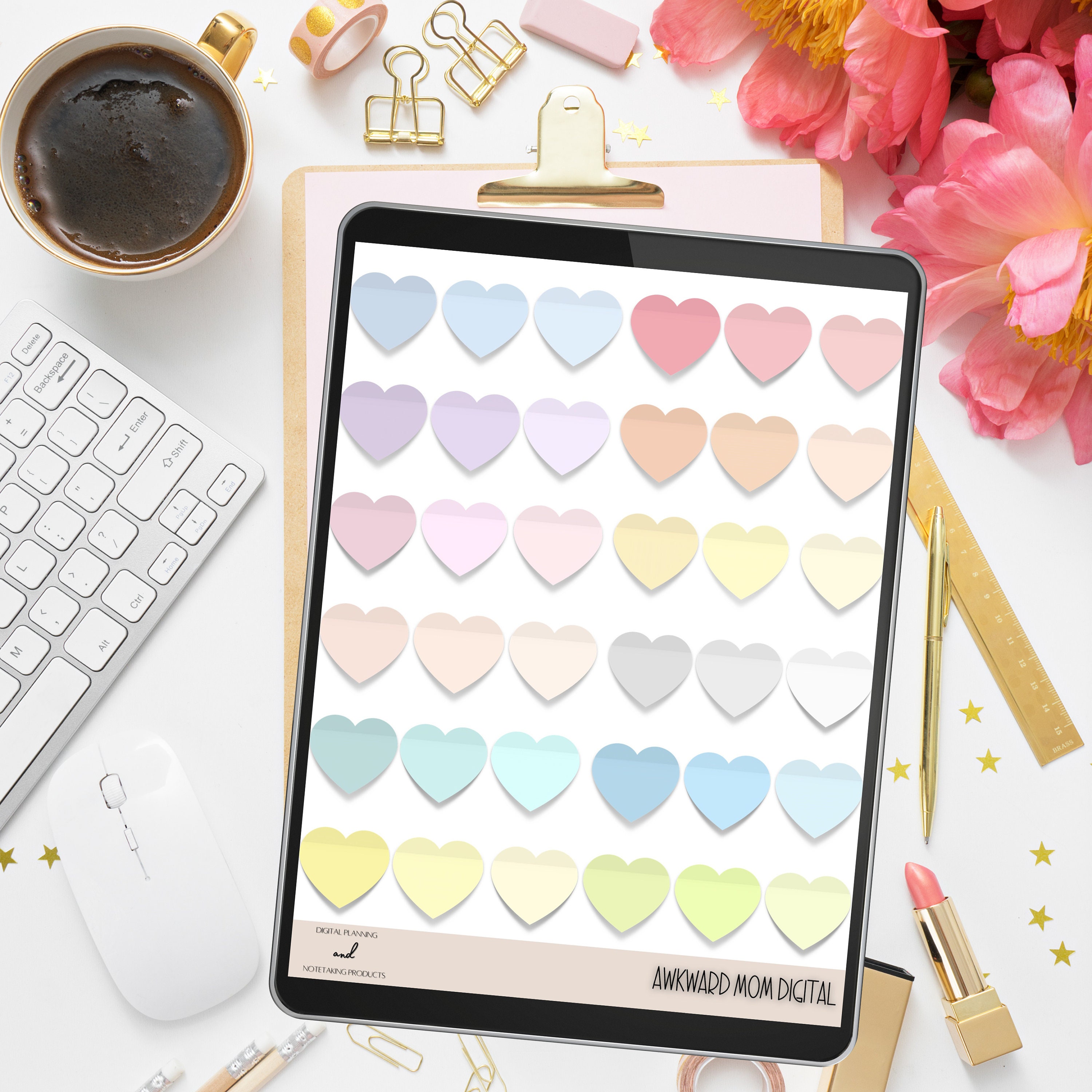 300+ Pastel Digital Stickers for Sticky Notes, Banners, Tabs and ...