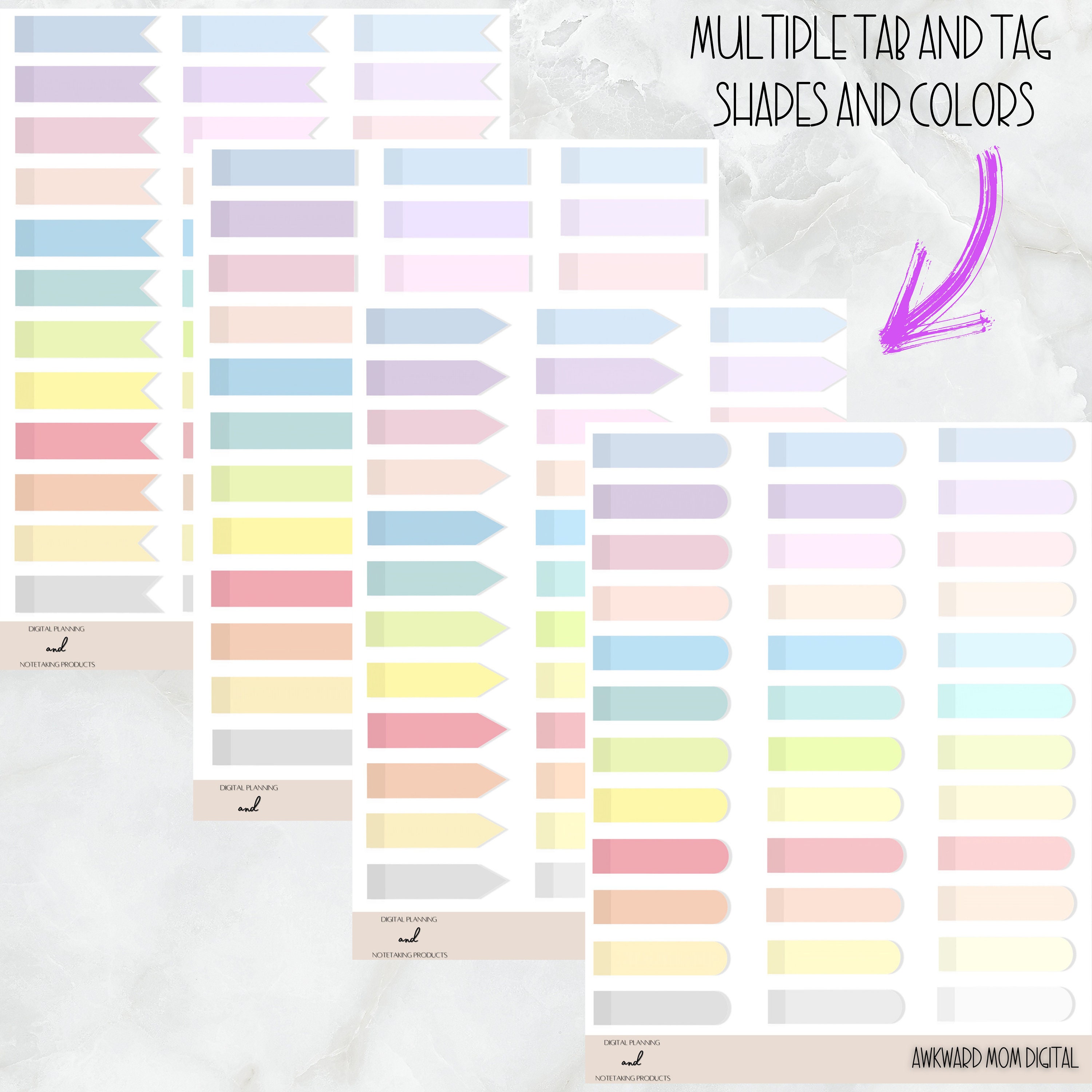 300+ Pastel Digital Stickers for Sticky Notes, Banners, Tabs and ...