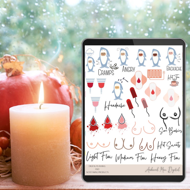 Period Tracker Digital Stickers: Organize Shark Week With Self-care ...