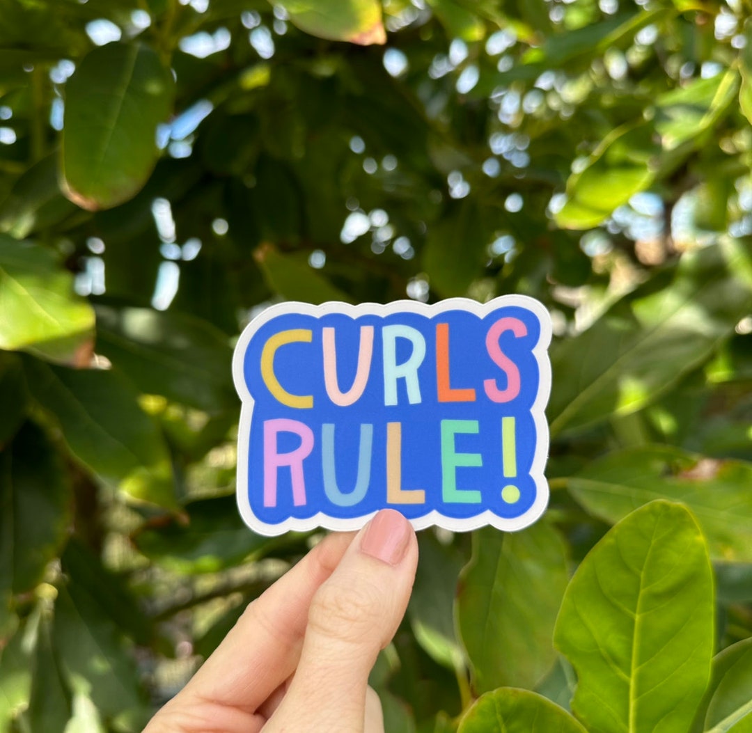 Curls Rule, Sticker W/ Clear Border 3"x3" - Etsy