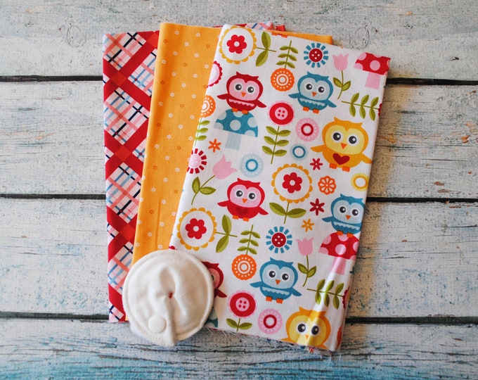 Happy Owls -- Set of 6 G-tube Pads | G-tube Covers | Button Covers ...