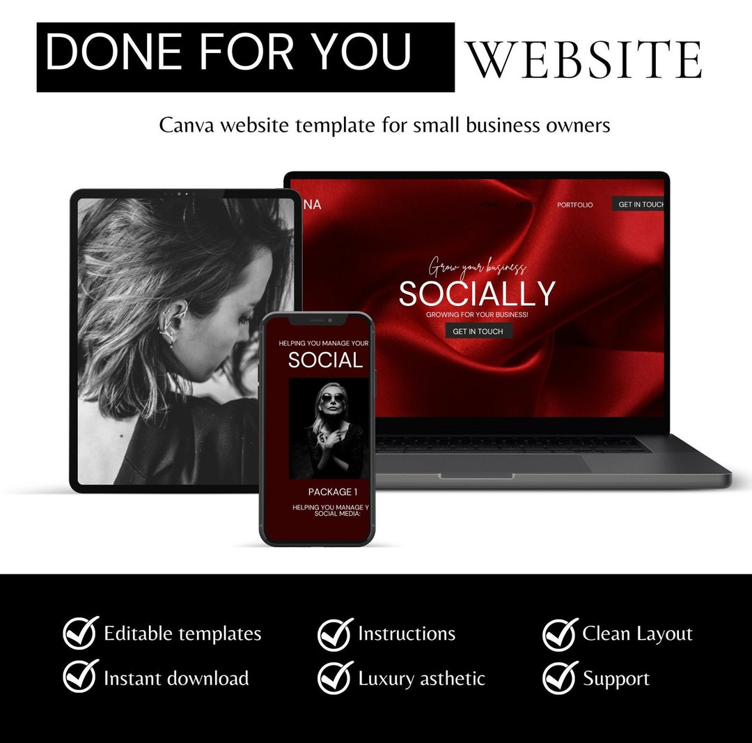 Luxury Website Template for Canva, Canva Website, Photography Website ...