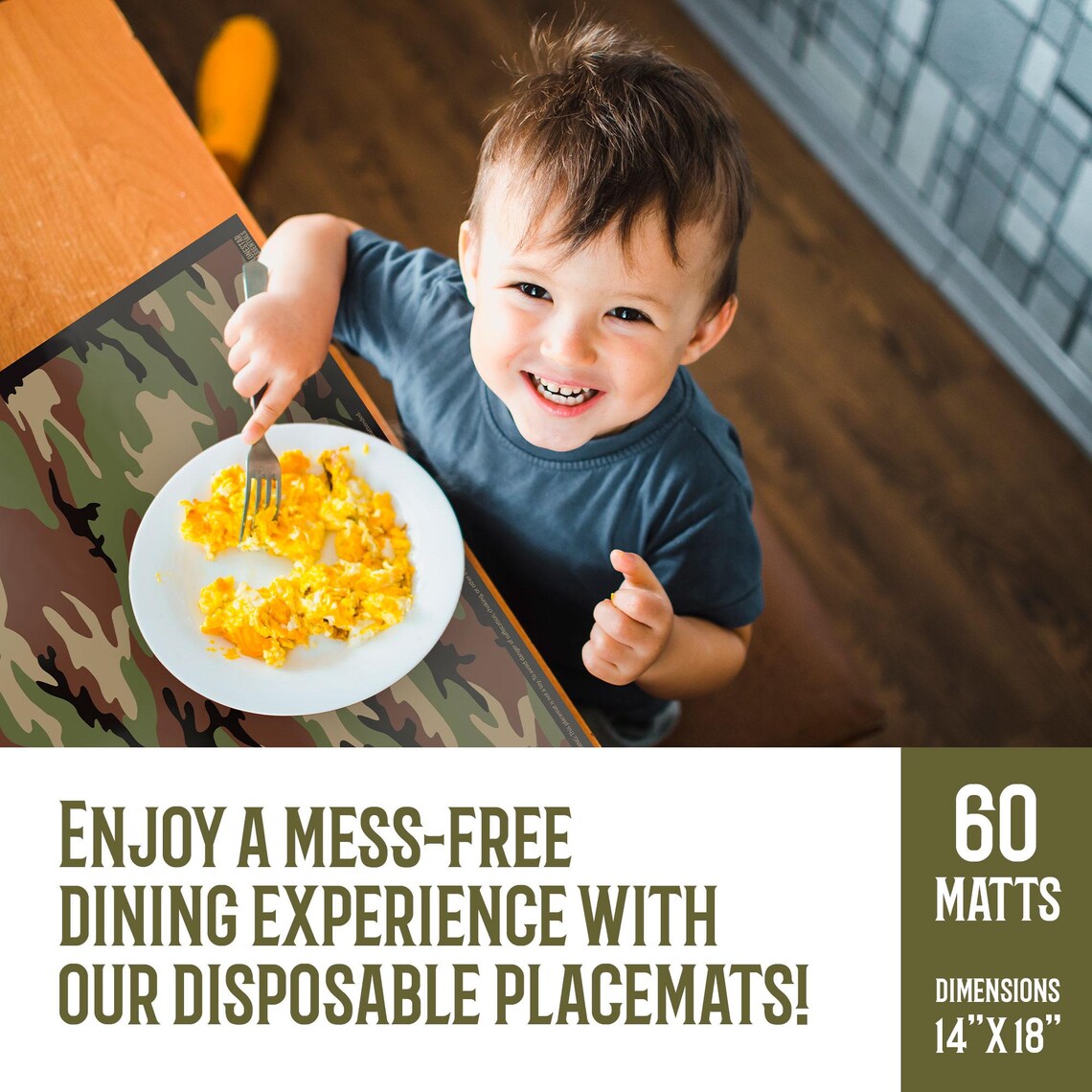 60 Disposable Placemats for Baby Toddlers Kids Table Mat With Adhesive ...
