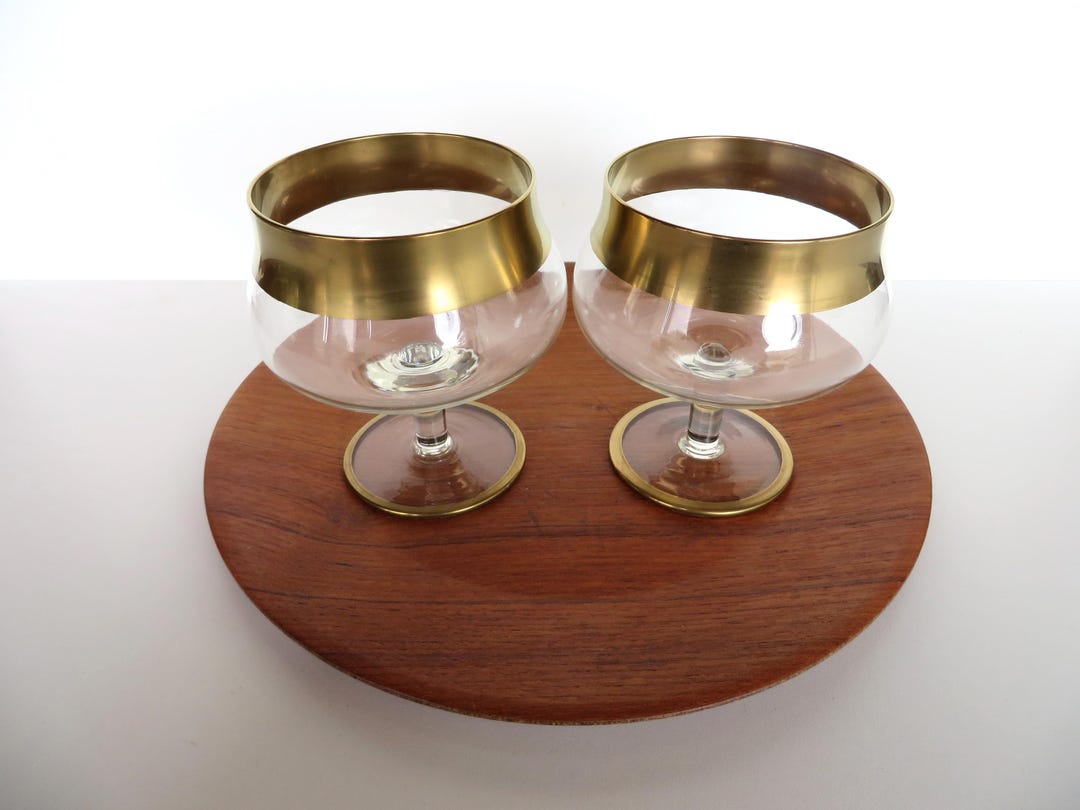Dorothy Thorpe Allegro Gold Glasses, Mid Century Cocktail Set ...