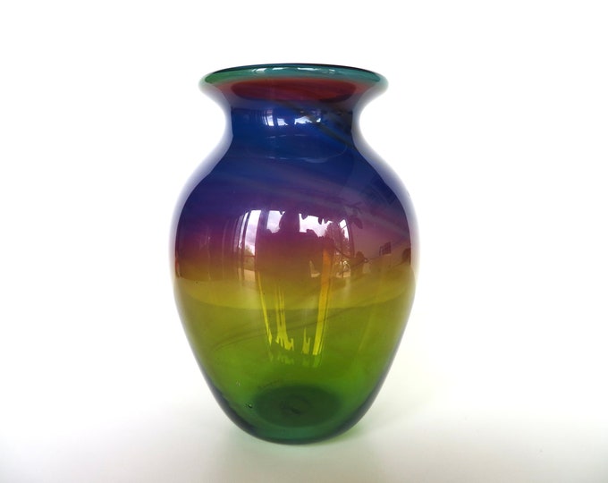 Vintage James Kingwell Signed Numbered Blown Glass Art Vase, Ice Fire ...
